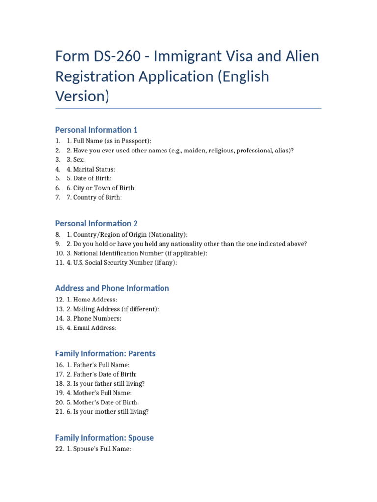 DS-260 Immigrant Visa Application Guide | PDF | Crimes | Crime & Violence