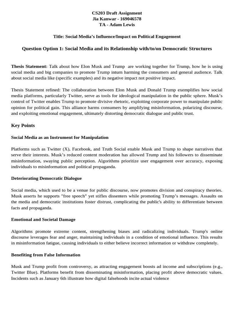 CS203 Draft Assignment | PDF | Social Media | Popular Culture & Media Studies