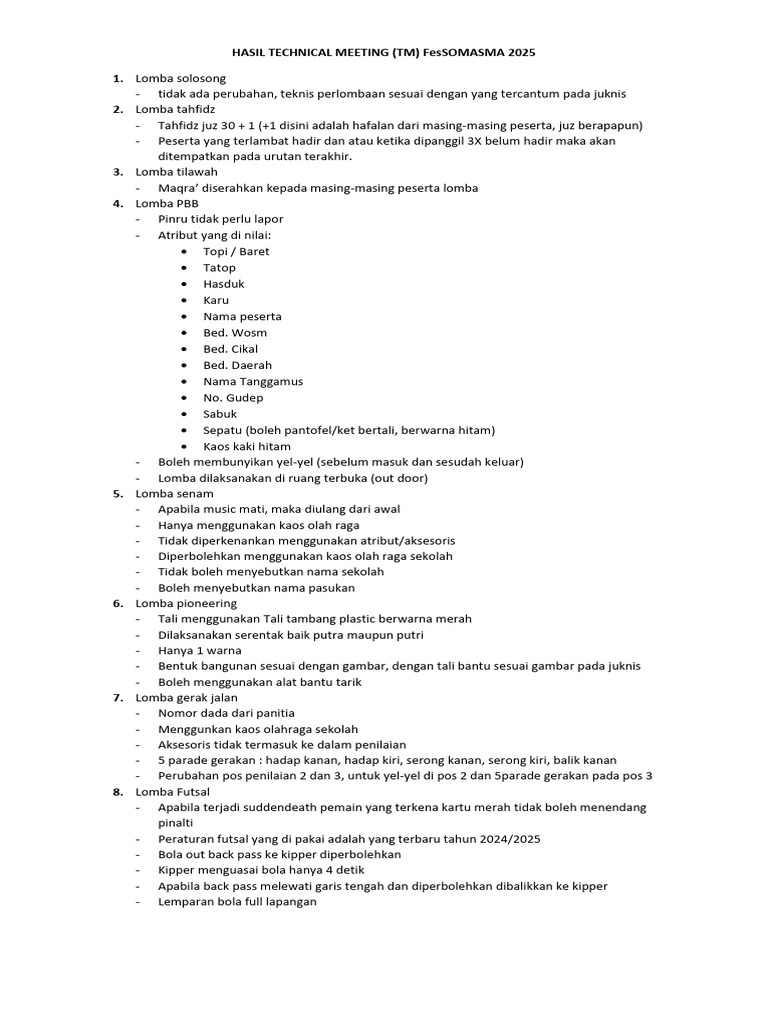 HASIL TECHNICAL MEETING - For Merge | PDF