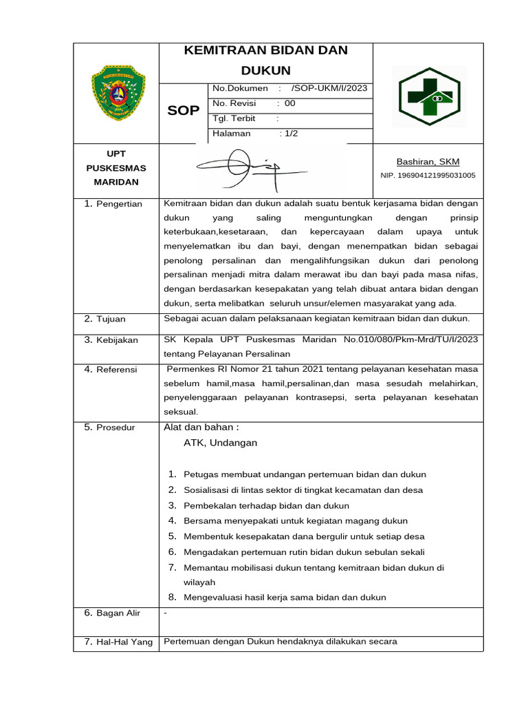 Sudah Print Sop Kemitraan Bidan Dan Dukun | PDF