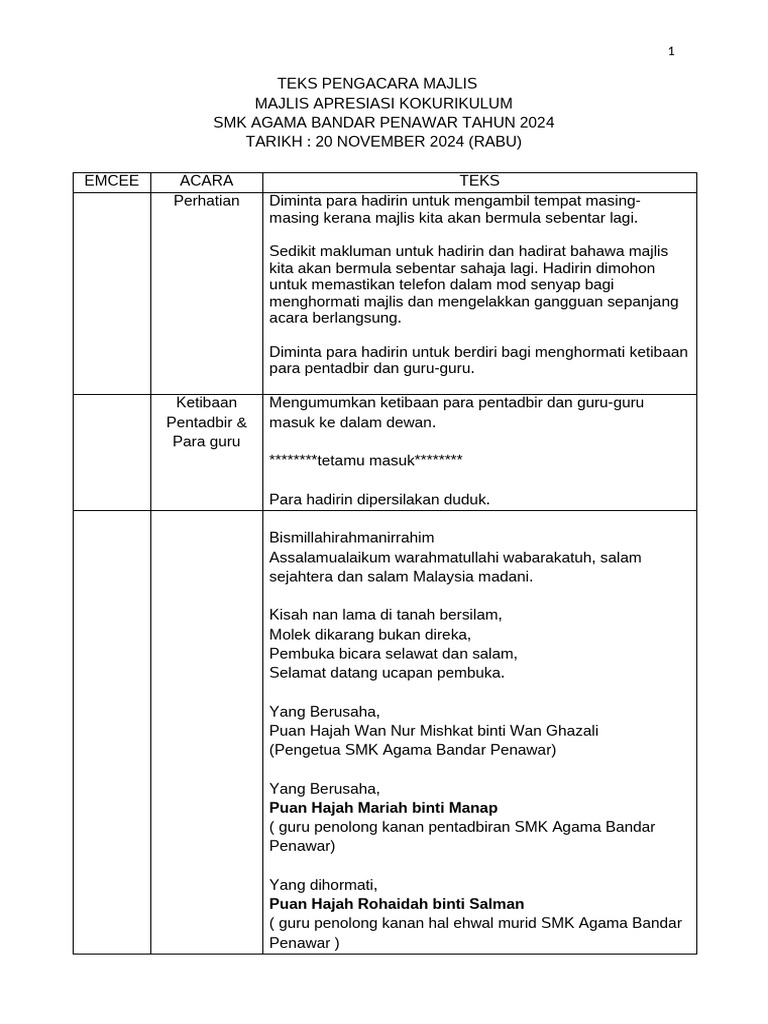 Teks MC Anugerah Koko | PDF