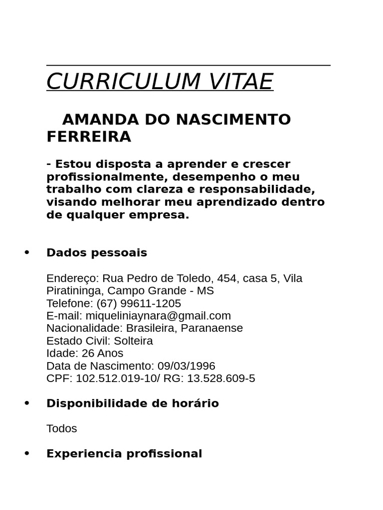 Amanda Curriculo | PDF