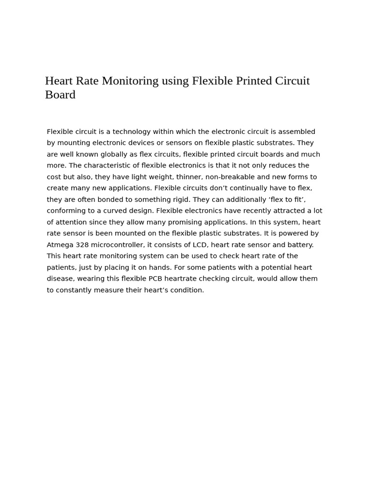 Heart Rate Monitoring Using Flexible Printed Circuit Board | PDF