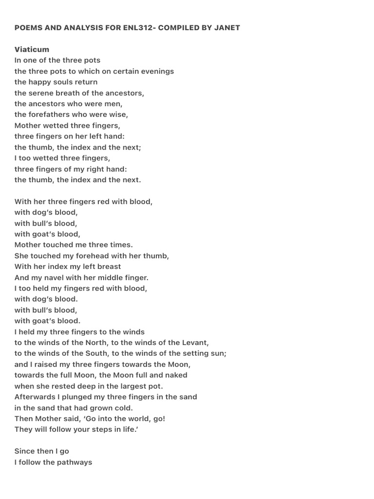 Poems and Analysis For Enl312 - Compiled by Janet | PDF | Genesis ...