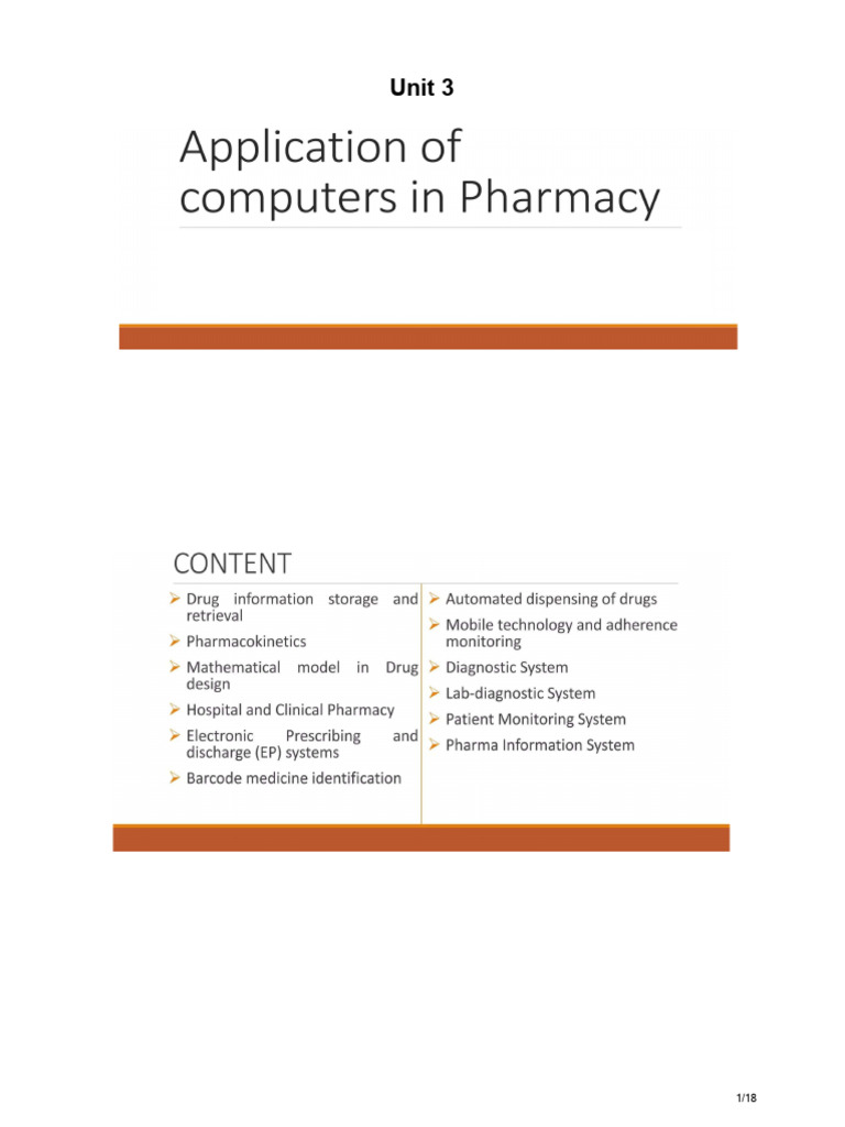 Application of Computers in Pharmacy | PDF