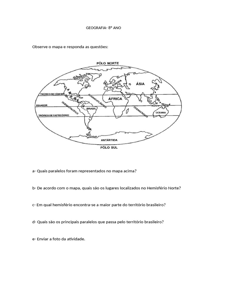 Atividade sobre Esferas da Terra | PDF
