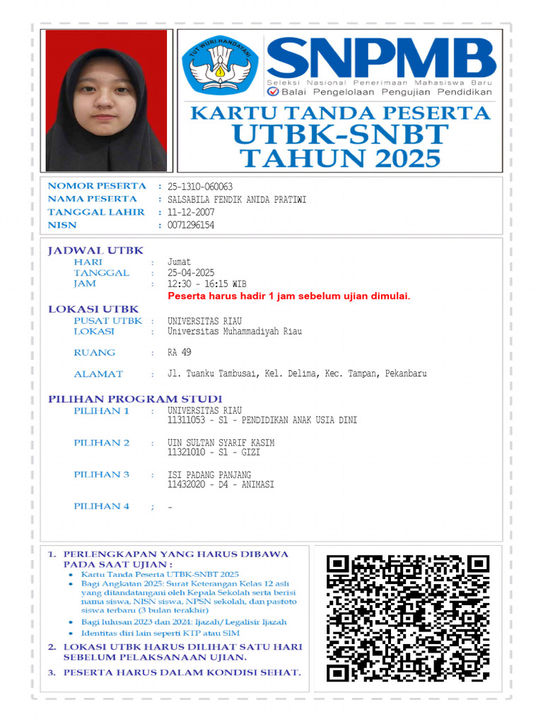 Kartu Peserta UTBK | PDF