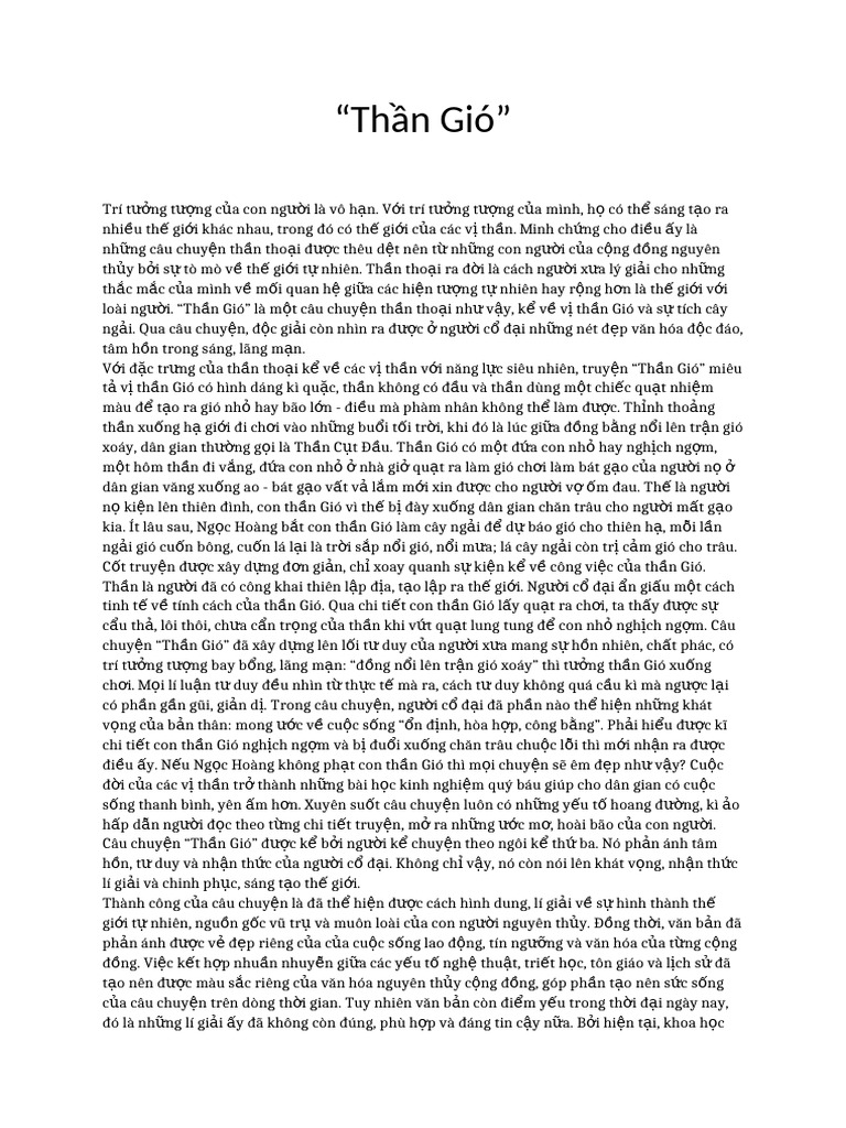 Phan Tich Noi Dung Dac Sac Nghe Thuat Cua Van Ban Than Gio | PDF