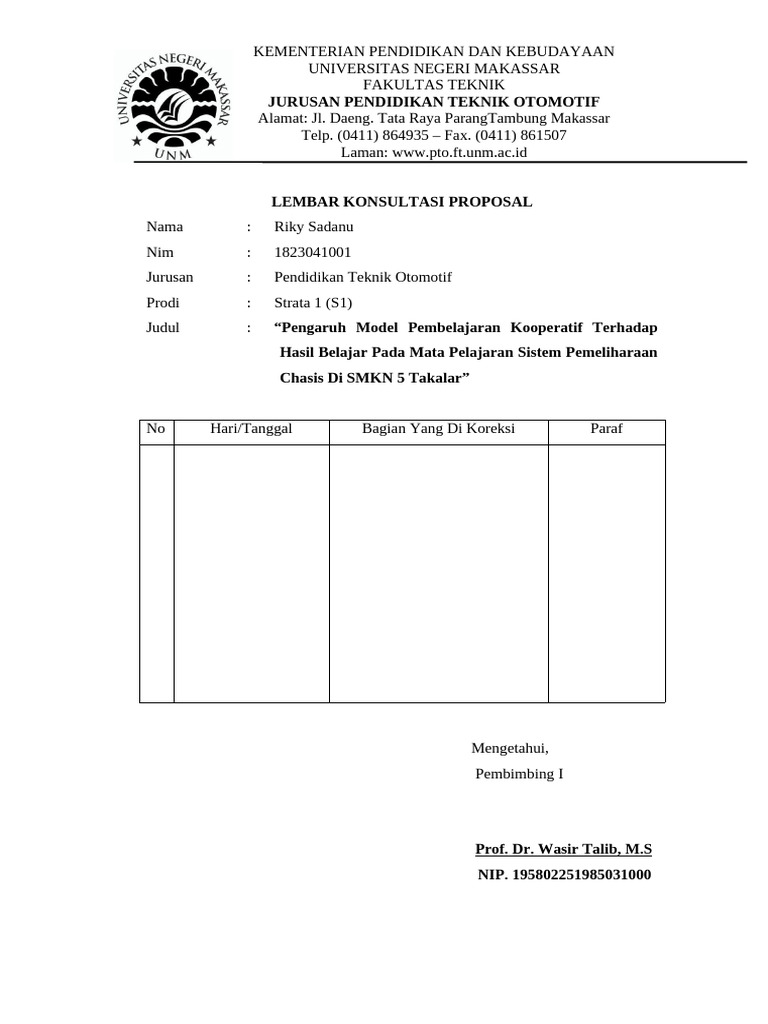 Lembar Konsultasi Proposal | PDF