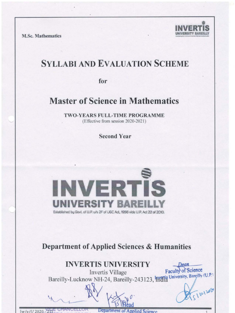 Mathematics Second Year Syllabus | PDF | Functional Analysis | Fourier Transform