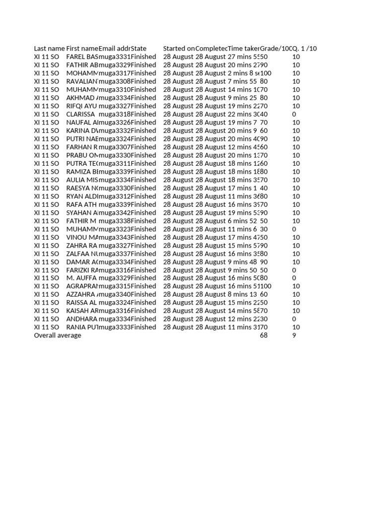 XI-11SO - BING-UH Questions Tags-Grades | PDF