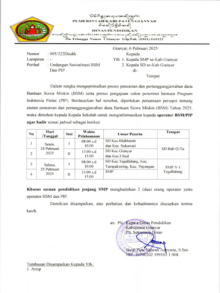 UNDANGAN SOSIALISASI BSM 2025 | PDF