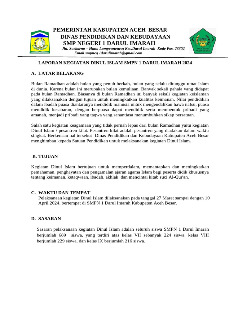2.laporan Dinul Islam 2024 | PDF