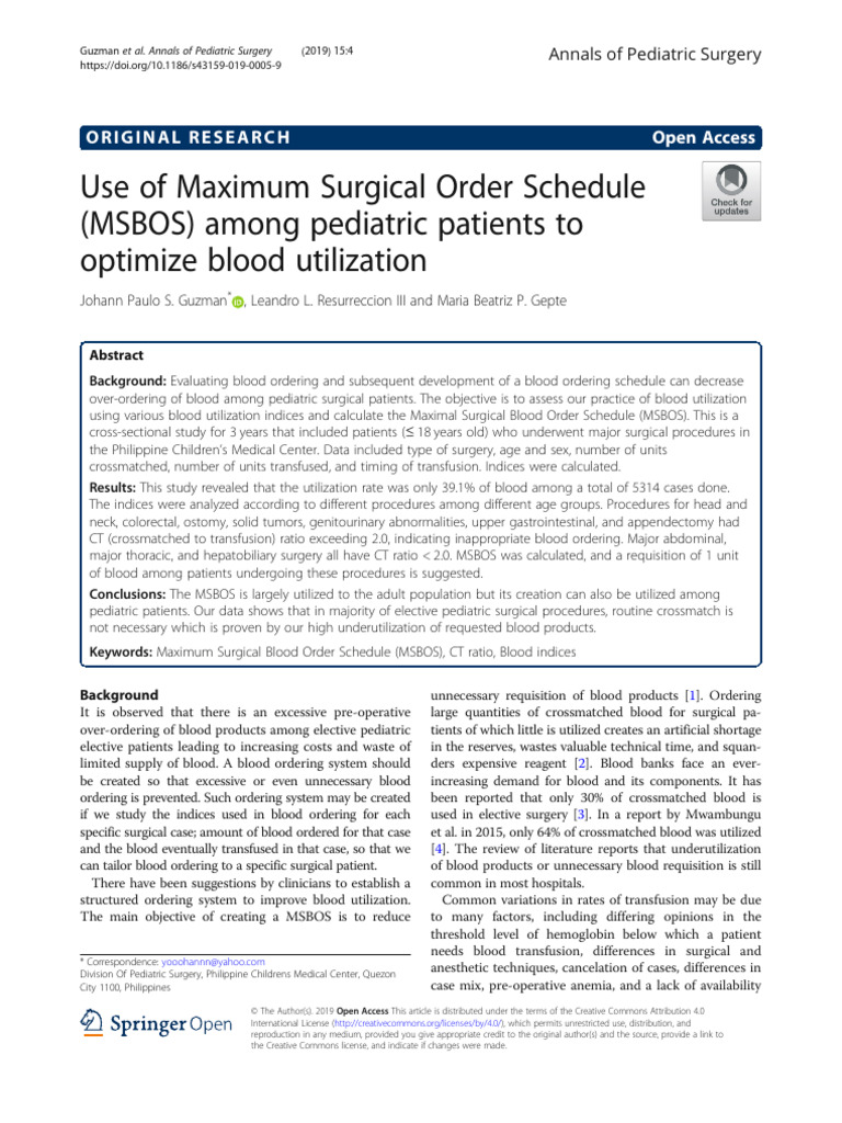 Use_of_Maximum_Surgical_Order_Schedule_MSBOS_among | PDF | Surgery ...