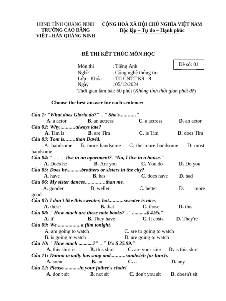 (1).Đề thi kết thúc môn TA lớpTC CNTT K9-8. Thi 5.12.24 (4 đề).................... | PDF ...