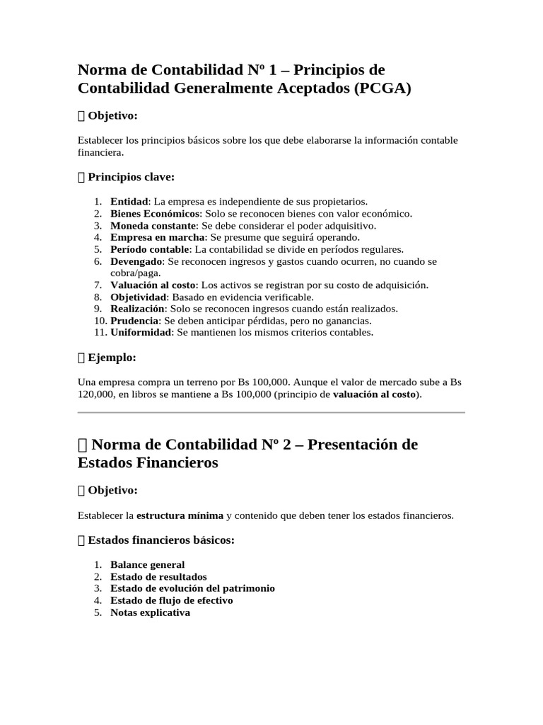 Principios y Normas de Contabilidad PCGA | PDF | Contabilidad | Estado ...