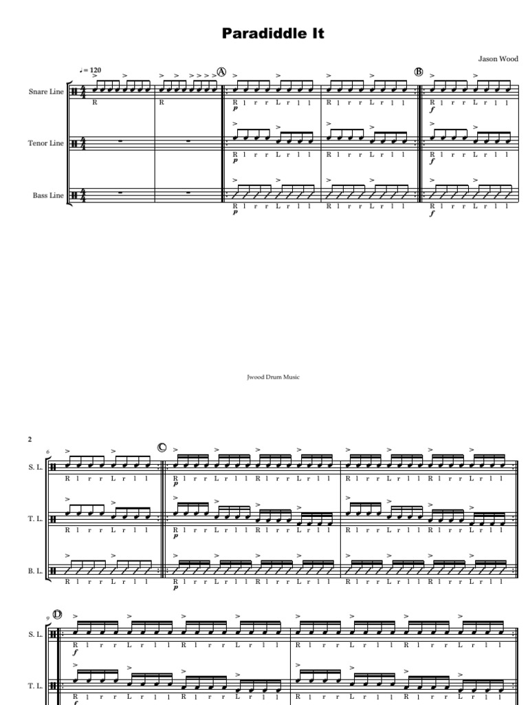 Paradiddle It-Score and Parts | PDF | Drumming | Musical Instruments