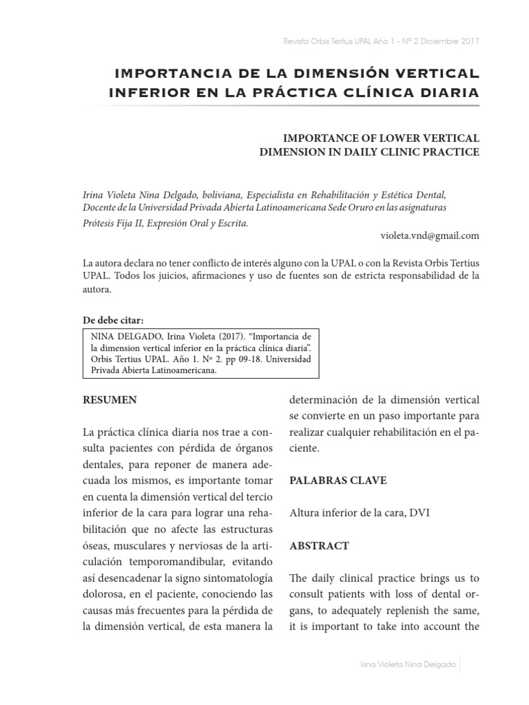 Dimensión Vertical en Rehabilitación Dental | PDF | Odontología ...