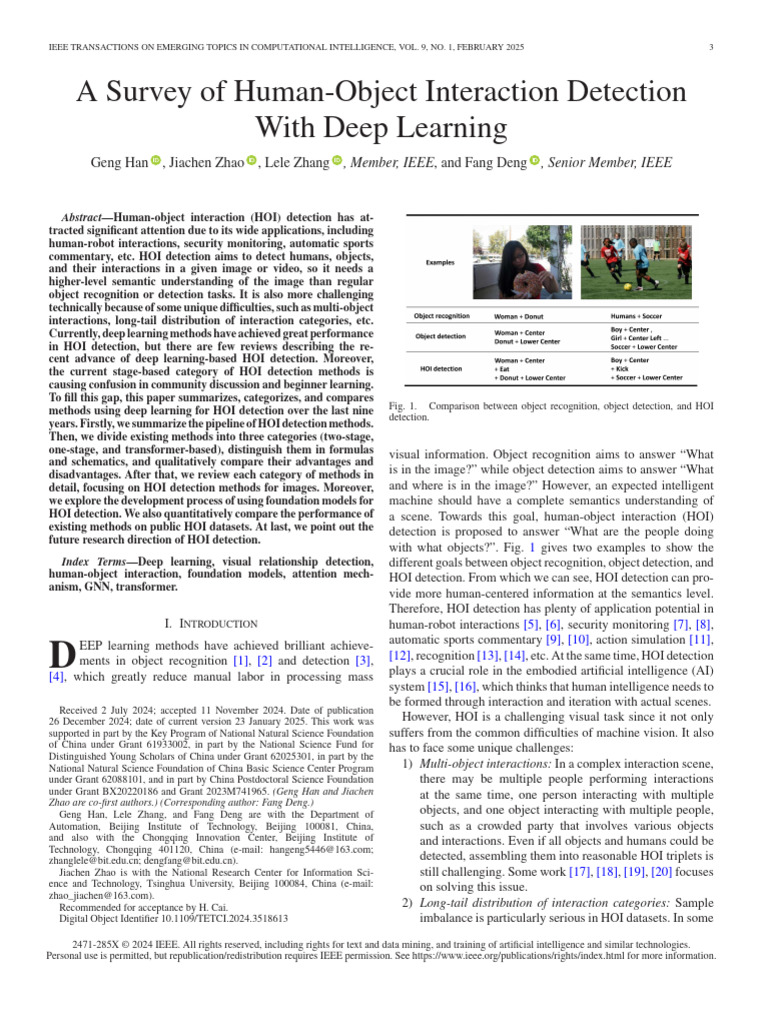 A Survey Of Human Object Interaction Detection With Deep Learning Pdf