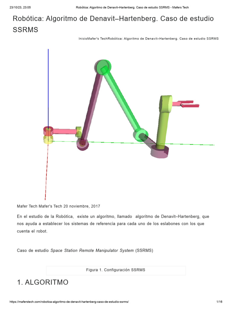 Robótica - Algoritmo de Denavit-Hartenberg. Caso de Estudio SSRMS ...
