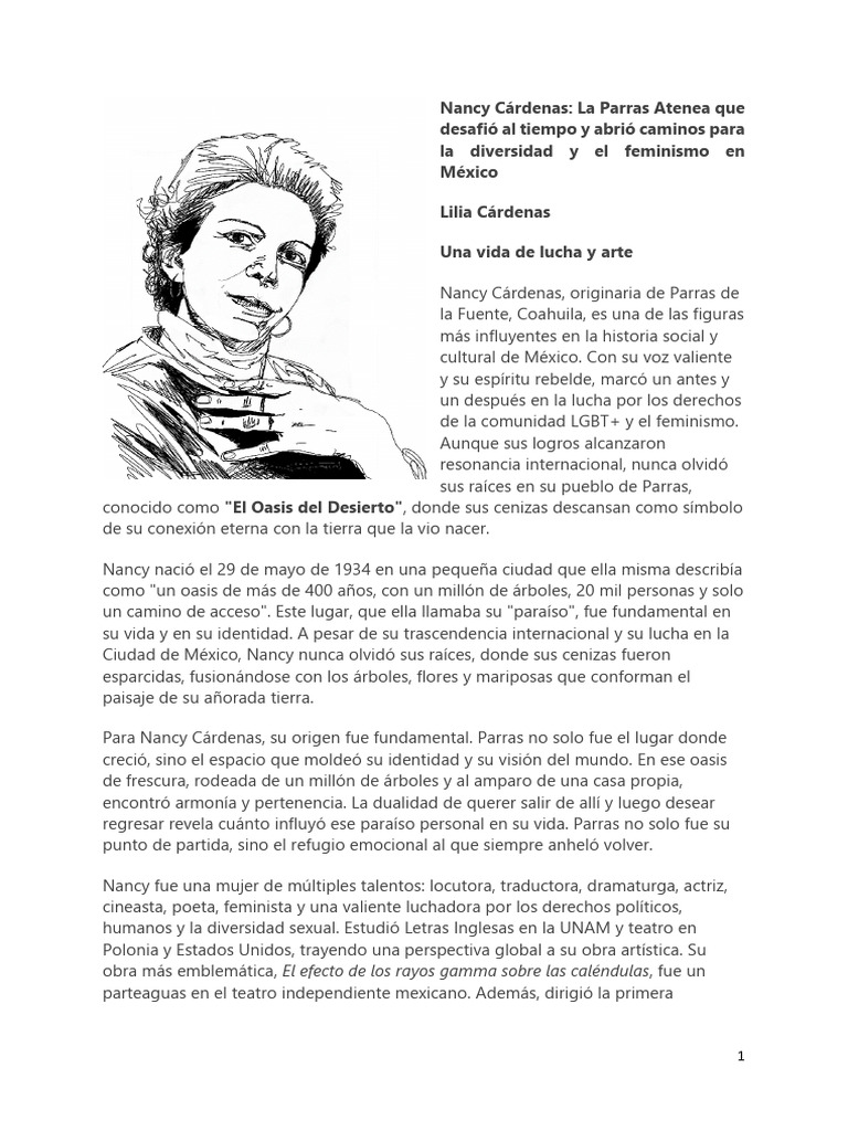 Nancy Cárdenas: Pionera del LGBT+ en México | PDF | México | Lesbianas