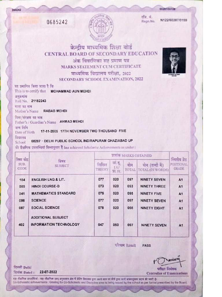 10 Original Cbse Marksheet | PDF