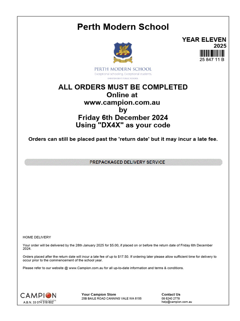 Year 11 Resource List for Perth Modern 2025 | PDF | Pencil