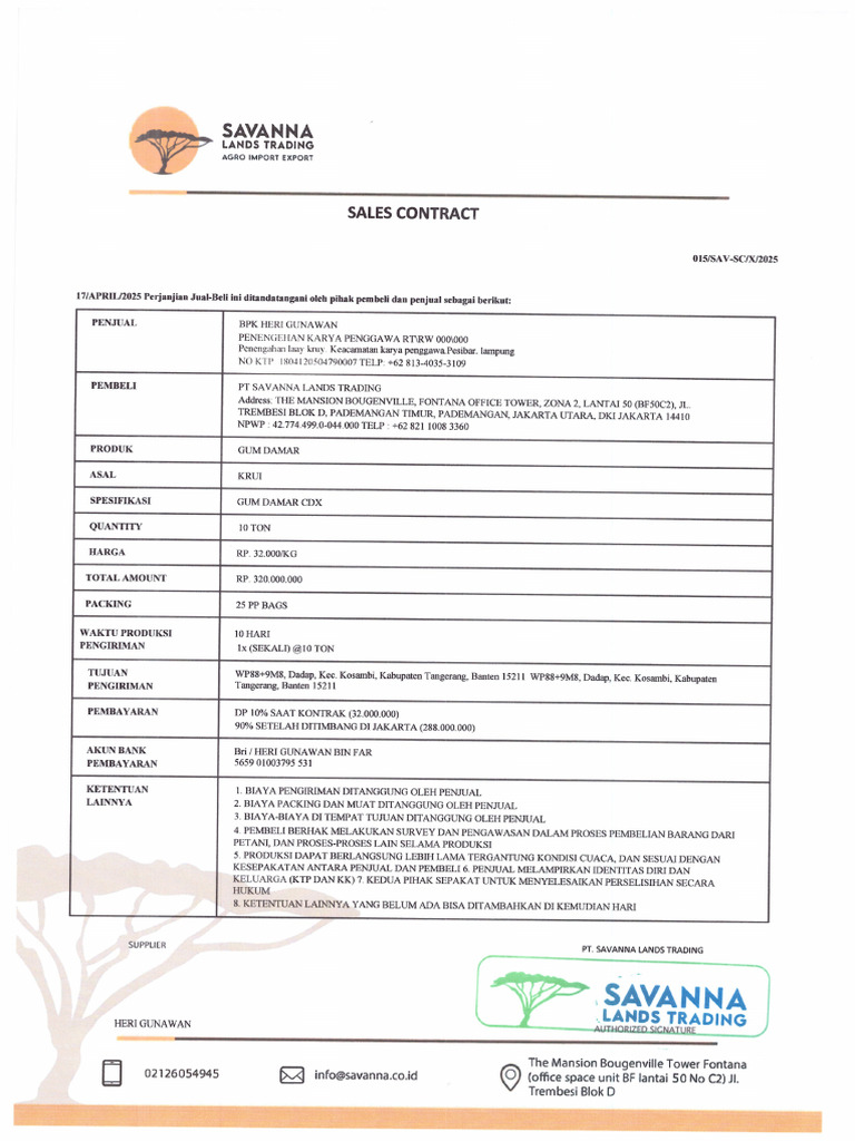 Kontrak Gum Damar HEri Gunawan | PDF