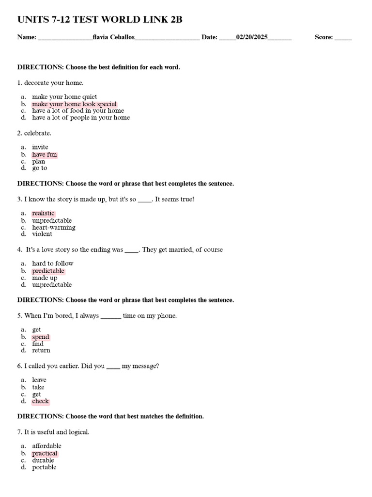 WORLD LINK 2B TEST - Docx - 20250220 - 194657 - 0000 | PDF | Global ...