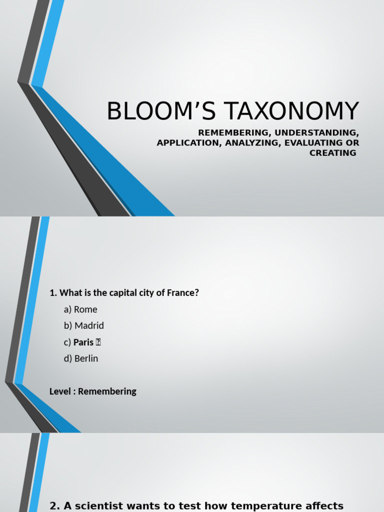 Blooms Taxonomy Multiple Choice | PDF | Plants | Planets