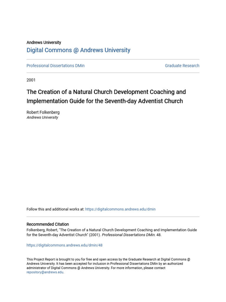 The Creation of A Natural Church Development Coaching and Impleme | PDF ...