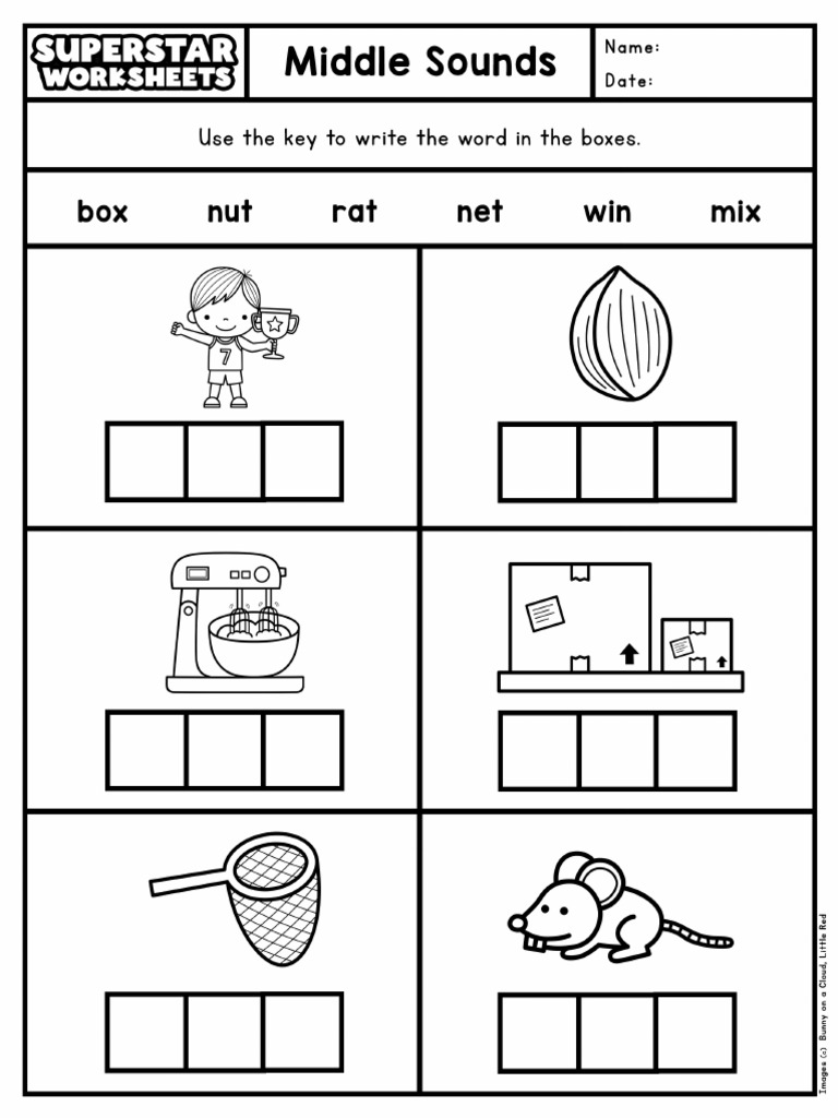 Middle Letter Sounds Worksheets | PDF