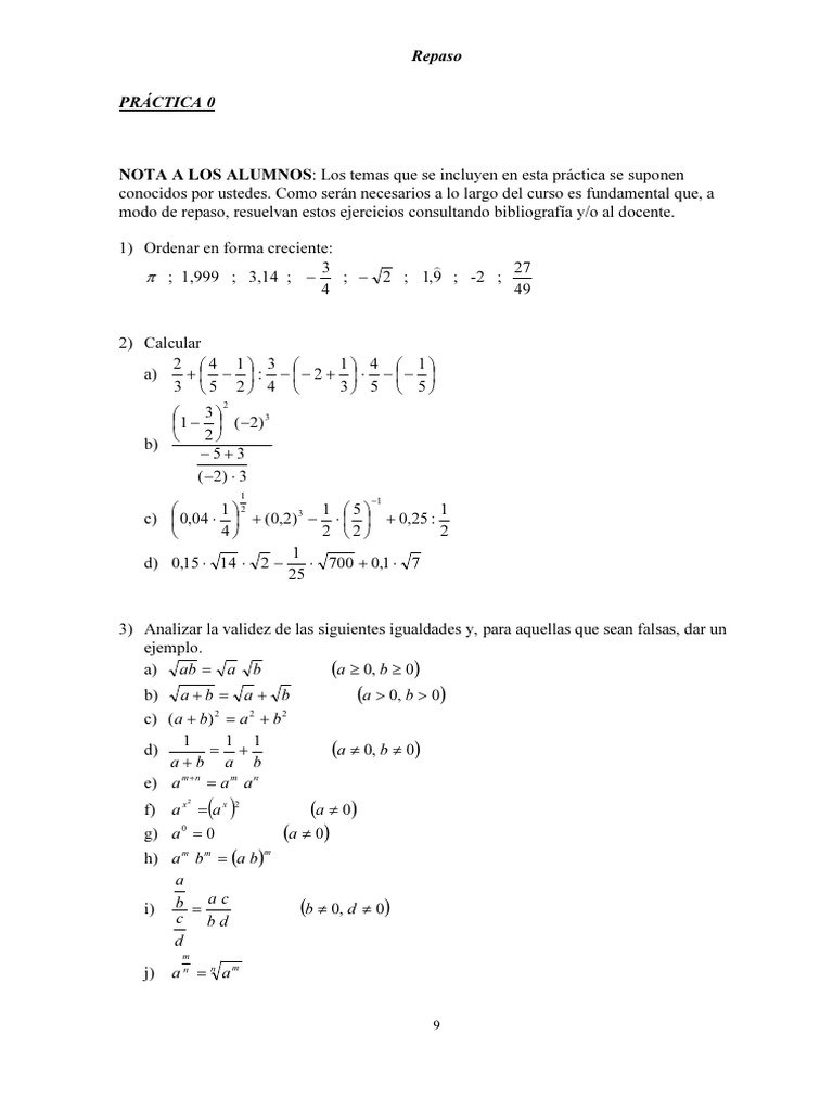 Pr-Ctica 0. Repaso | PDF