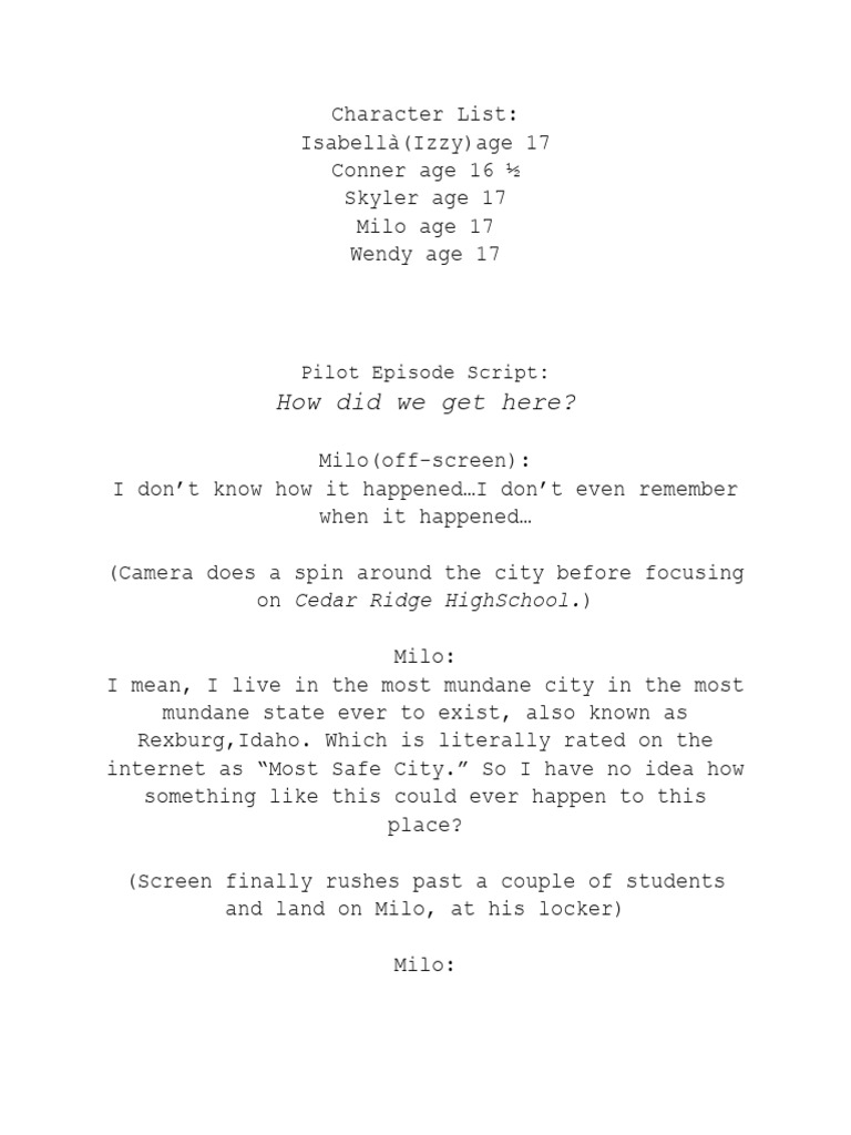 Echoes of Survival - Pilot Episode Script. | PDF