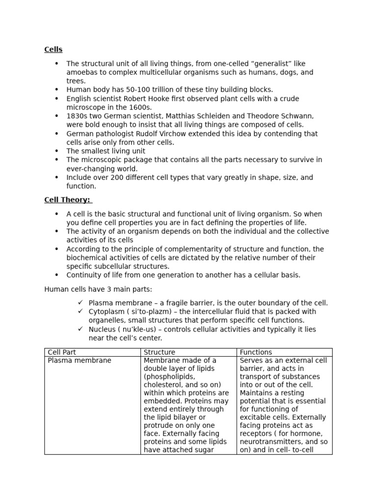 Cells - Anatomy and Physiology | PDF | Epithelium | Cell Membrane