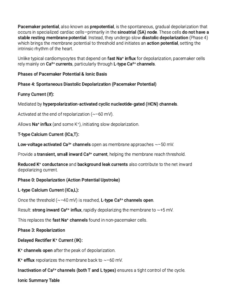 Pacemaker Potential & Its Ionic Basis | PDF | Depolarization | Medical Imaging