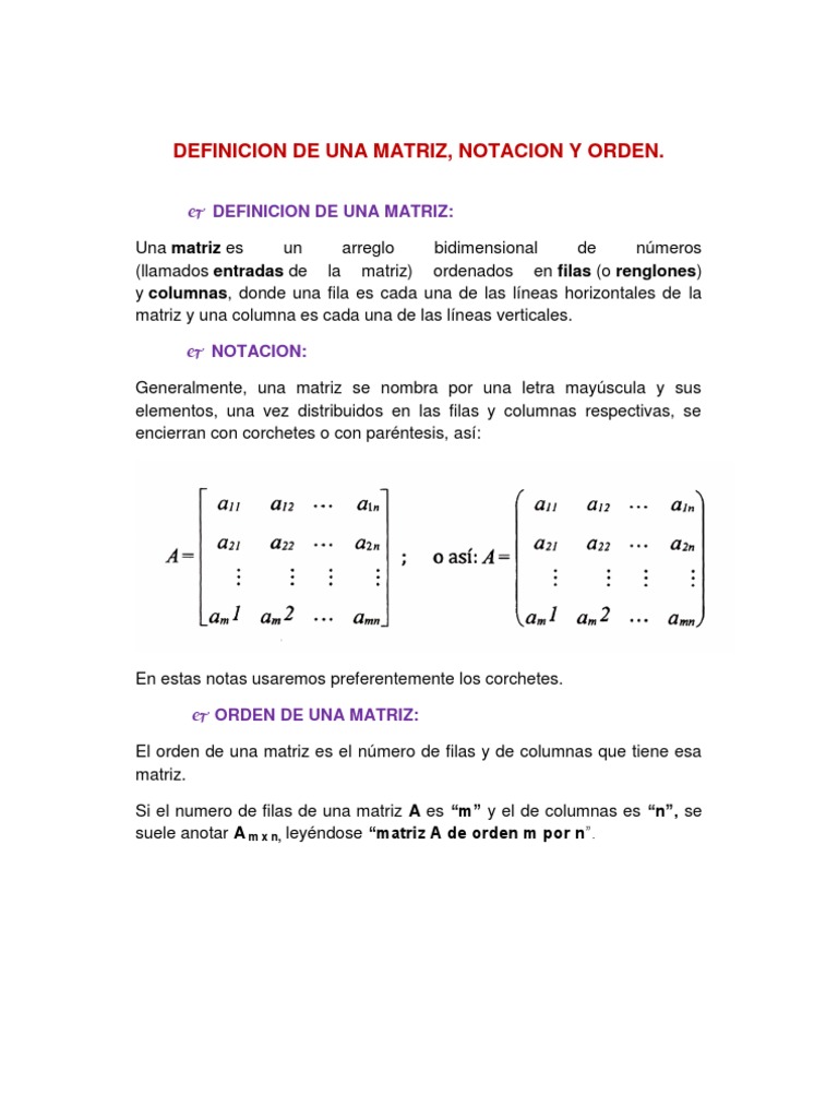 Definicion de Una Matriz | PDF | Poesía | Ciencia y matemáticas