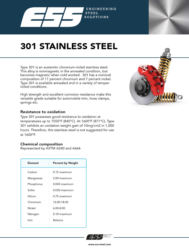 301 Stainless Steel Datasheet Overview | PDF | Stainless Steel | Steel