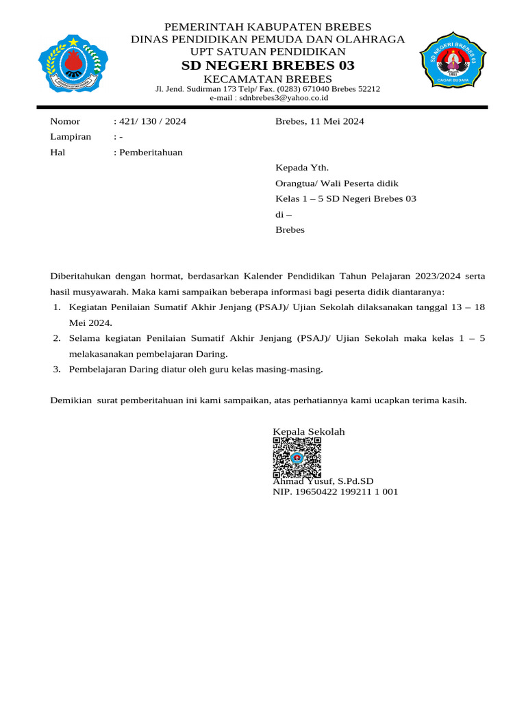 Surat Pemberitahuan Kegiatan PSAJ Revisi | PDF