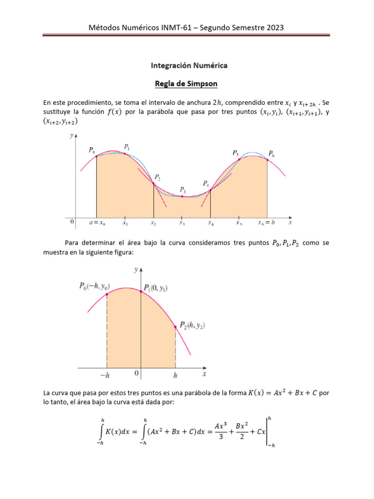Integraci_n_num_rica_Regla_de_Simpson | PDF | Curva | Integral