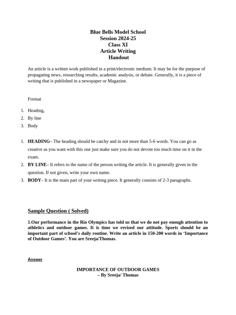Article Writing Handout | PDF | Water | Groundwater