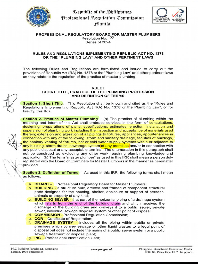 Implementing Rules of RA 1378 | PDF | Plumbing | Sanitary Sewer