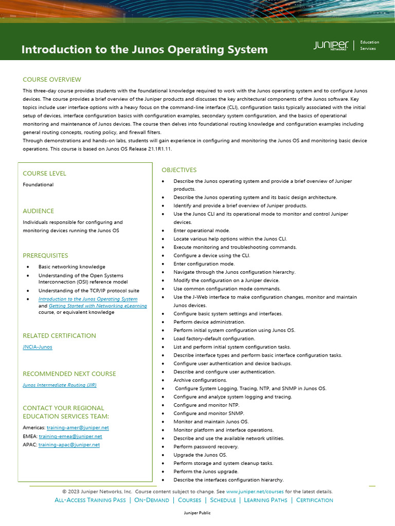 Introduction To The Junos Operating System (IJOS) | PDF | I Pv6 | Command Line Interface
