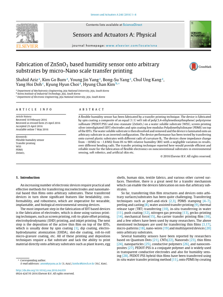 Flexible ZnSnO3 Humidity Sensor Fabrication | PDF | Thin Film ...