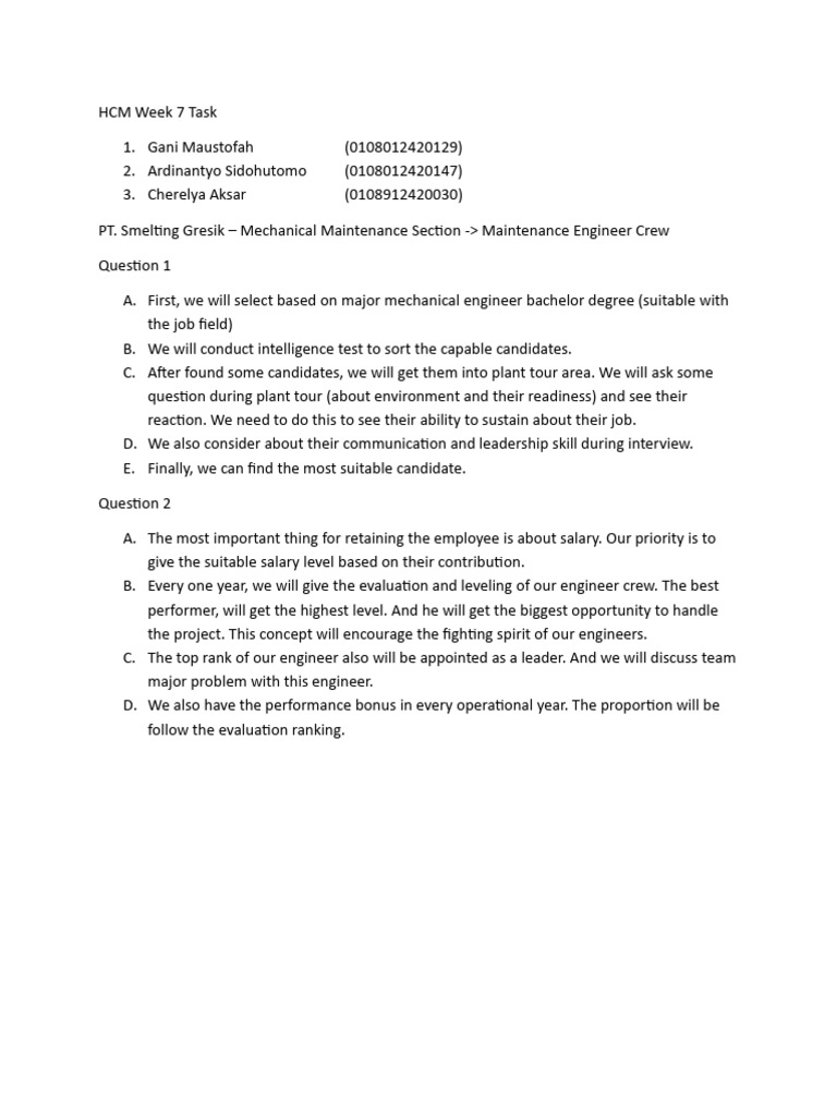 HCM Week 7 Task | PDF
