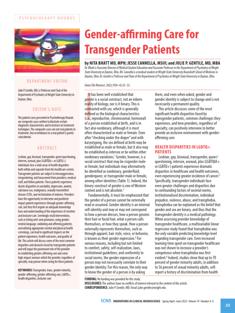 Gender-Affirming Care for Trans Patients | PDF | Mental Disorder ...