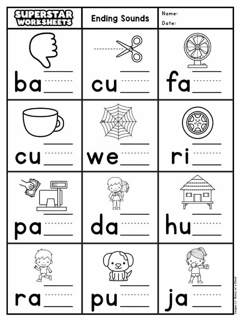 Ending Sounds Worksheets | PDF