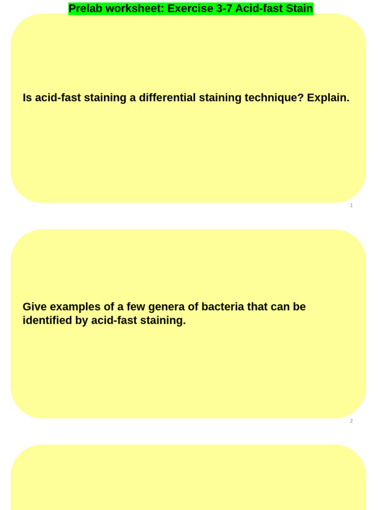 ANSWERS-Prelab Worksheet Ex 3-7 and 3-9 Acid-Fast and Endospore Stains ...