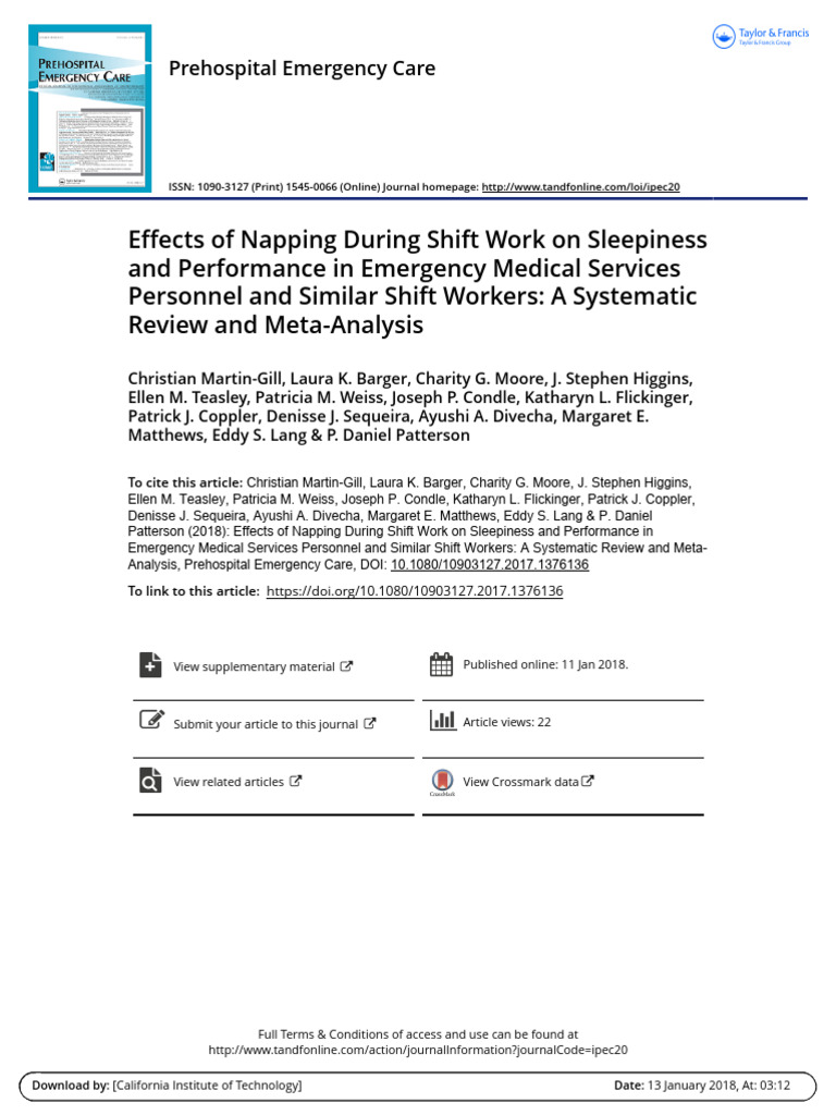 Efectos de la siesta durante el trabajo por turnos sobre la somnolencia ...