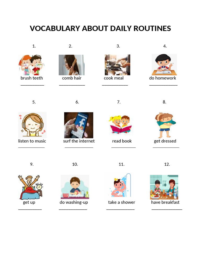 Daily Routine Vocabulary Worksheet | PDF